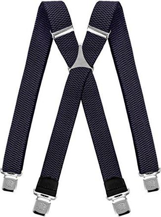 Decalen Bretelles larges réglables et élastiques en forme de X avec clips très solides pour homme, bleu marine, taille unique