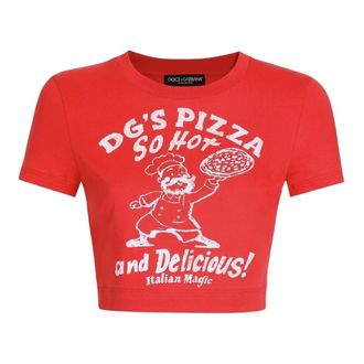 Dolce & Gabbana Femme, Tops, Rouge, Taille: 34 FR T-Shirt Col Rond
