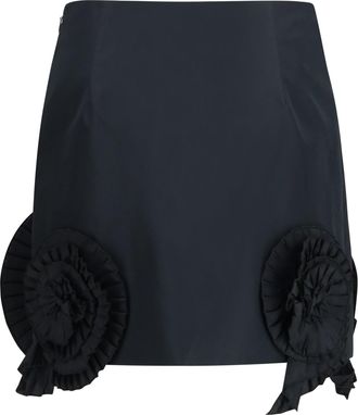 Blumarine Crepe with Floral Appliqu&eacute; Skirt - Black