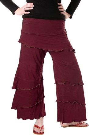 vishes Alternative Bekleidung Lagenlook Schlaghose aus Baumwolle - Kurzgr&ouml;&szlig;e dunkelrot 46 bis 48