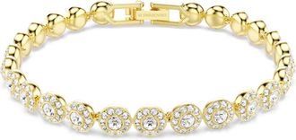 Swarovski Una Angelic Armband, Rundschliff, Wei&szlig;, Goldlegierungsschicht
