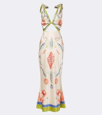 Retrof&ecirc;te Retrof&ecirc;te Robe longue Carlotte en satin de soie m&eacute;lang&eacute;e