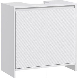 HOMCOM Meuble sous vasque 2 portes avec &eacute;tag&egrave;re r&eacute;glable armoire de rangement pour lavabo 60l x 30P x 60H cm blanc-Blanc