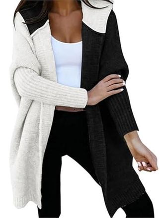 Generic Tenues dautomne 2025 pour femmes - Ouvert sur le devant et manches longues - Cardigan en tricot - Manteau dextérieur ample pour lhiver, blanc, XL