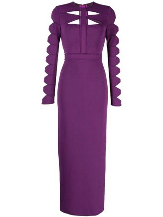 Elie Saab robe en maille &agrave; d&eacute;coupes - Violet