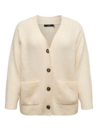 Vero Moda CURVE Neck Button Vmcboom Ls Cardigan &agrave; col en V avec Bouton G Cur, Bouleau, L Femme