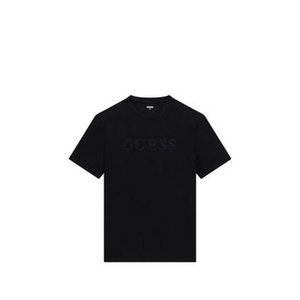 Guess T-shirt col rond &agrave; logo brod&eacute; en coton m&eacute;lang&eacute;