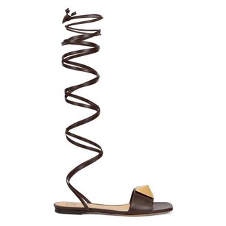 Valentino Garavani Femme, Chaussures, Brun, Taille: 37 1/2 EU Sandales Plates en Spirale