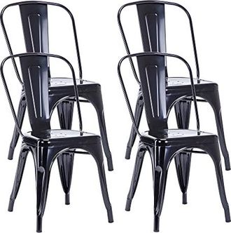 Duhome Chaise de Salle &agrave; Manger en M&eacute;tal Lot de 4, Chaise de Cuisine Empilable Chaise de Jardin avec Dossier pour Bar Caf&eacute; Salon Restaurant Int&eacute;rieur et Ext&eacute;
