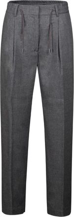 Moorer pantalon plissé à lien de resserrage - Gris