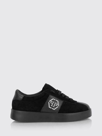 Philipp Plein Baskets basses en cuir su&eacute;d&eacute; monogramme avec logo Hexagon
