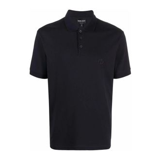 Giorgio Armani Polohemd mit Logo-Stickerei - - Tops - Herren - Blau - 3XL