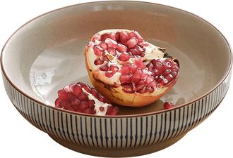 Lavami Keramik-Nudelsalatschüssel, große Servierschüssel 30 cm, extra große Salatschüssel aus Keramik, großes großes Porzellan, großer Salatteller, bunt-grau