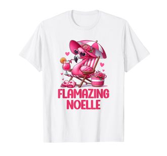 BDAZ Flamazing Noelle Pink Flamingo Tropical Beach Trip Damen T-Shirt