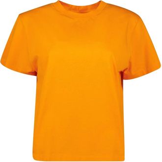 Maison Margiela Femme, Tops, Orange, Taille: 38 FR T-shirt Orange en Coton avec Dos à Volants
