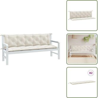 vidaXL Coussins de banc de jardin lot de 2 cr&egrave;me m&eacute;lang&eacute; tissu - Coussin De Banc - Coussin Dext&eacute;rieur - Coussin D&eacute;coratif - Coussin Jardin - Housse De