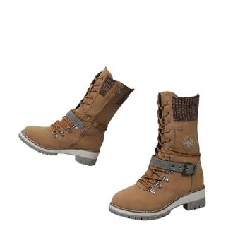 Generic JJDFW Bottes pelucheuses de couleur unie avec semelle souple &agrave; talon &eacute;pais et doublure en polaire antid&eacute;rapante pour lhiver, marron, 42 2/3 EU