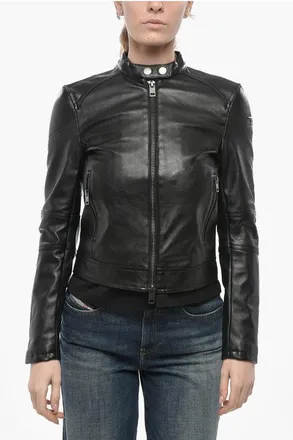 Diesel Vegan Leather Jacket L-SUZA-R with Zip on Sleeve size Xxs