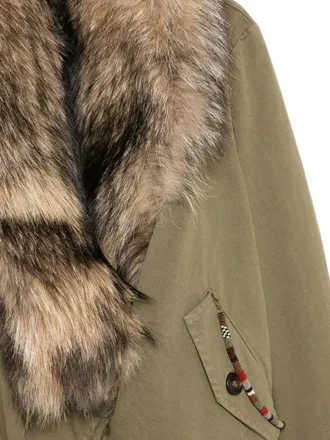 Bazar Deluxe Fur-Trimmed Canvas Coat - olive