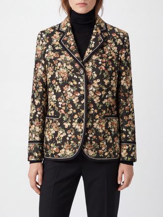 Dries Van Noten Kurzer Einreiher-Blazer aus Baumwolle mit Blumenmuster von
