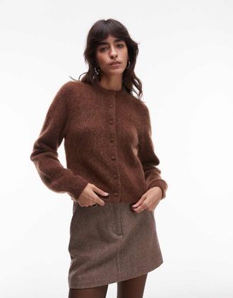 & Other Stories Sehr weiche, flauschige Strickjacke aus Mohair- und Wollmischung in Braun-Brown