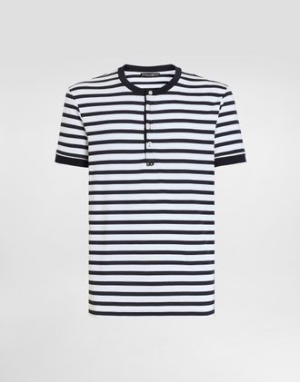 Dolce & Gabbana T-shirt Serafino Aus Baumwolle In Streifenoptik - Mann Collection n/d 56