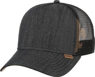 Djinns Herren Trucker Cap Linen 2014 High Fitted schwarz Verstellbar