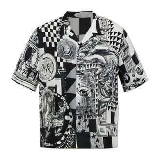 Versace Seidenhemd mit Medusa Collage Print - - Shirts - Herren - Schwarzk - L
