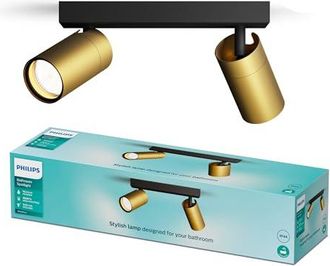 Philips Idris LED 2er Spotleuchte, GU10 Lampe nicht enthalten, Messing, IP44, wasserfest, Gold