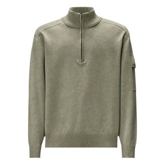 C.P. Company C.p. Company - Pull-over &agrave; demi-zip en laine m&eacute;rinos extrafine Metropolis Series - Homme - Pulls - Vert - Taille: XL