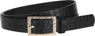 Generic Ceinture &eacute;Lastique Femme - Ceinture en cuir brillant motif d&eacute;coratif boucle carr&eacute;e &eacute;l&eacute;gante pour homme et femme