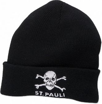 FC St. Pauli Totenkopf Beanie Winterm&uuml;tze (one Size, schwarz)