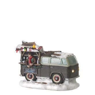 Luville Weihnachtsdorf Miniatur Coffee to go - Nostalgischer Caf&eacute;-Truck mit LED-Beleuchtung - Detailreicher Weihnachts-Van - Sammlerst&uuml;ck 1048476