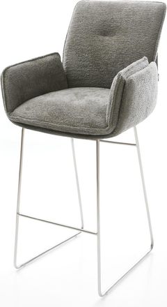 DELIFE Barstuhl Nela-Flex Boucl&eacute; Soft Schlamm Kufengestell Edelstahl Silberfarben, Barst&uuml;hle