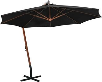 vidaXL Vidaxl - Parasol suspendu avec m&acirc;t Noir 3,5x2,9 m Bois de sapin massif