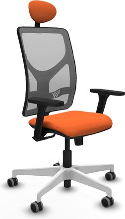Piqueras y Crespo Stuhl mit Armlehnen, h&ouml;henverstellbare Lendenwirbelst&uuml;tze und festes Kopfteil, ausgestattet mit 3 Positionen und Schneideschaum, Grau/Orange
