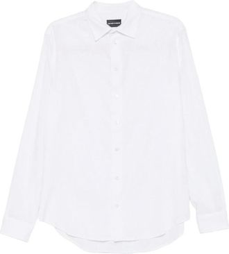 Emporio Armani Homme, Chemises, Blanc, Taille: 3XL Chemise Boutonn&eacute;e en Lin