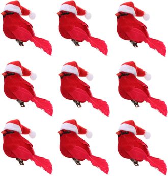 Milisten 10stücke Teiliges Weihnachtsvogel Dekoration Mit Clip Miniatur Vögel Mit Weihnachtsmütze Für Garten Büro Und Wohnraum Deko Kreative Und Umweltfreundli