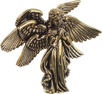 Cabilock Brass Statue mit Sechs Flügeln Dekorative Schutzengel Figurine Kunstvolle Skulptur für Schreibtisch Regal Romantisches Amulett und Wohnaccessoire