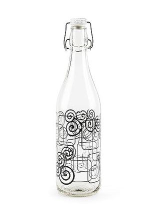 Excelsa Magic Black Wasserflasche, 1 Liter, Glas, mit Dichtung