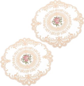 Soimiss 2 Stück Teiliges Spitzentischset Cremeweiß Weiche Langlebige Tischmatten und Untersetzer für Zuhause Vielseitig als Platzset Fotorequisite und Tischde