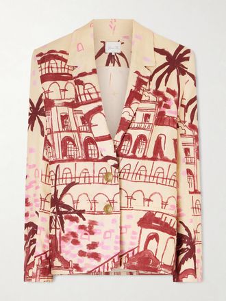 Johanna Ortiz Rock The Plan Blazer Aus Bedrucktem Leinen - Ecru