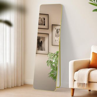 Clp Spiegel groß Gurnee, Standspiegel und Wandspiegel in einem, Ganzkörperspiegel Metallrahmen in Mehreren Größen und Farben, Farbe:Gold Glanz, Größe:140x