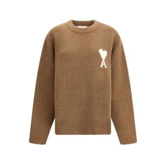 Ami De Coeur Sweater mit Jacquard-Logo - - Knitwear - Damen - Braun - L