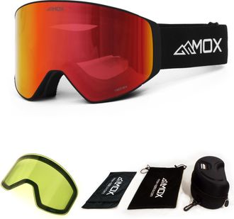 Mox Infinity II Black Skibrille - Phoenix Red/Rot OTG, mit magnetische Wechselgl&auml;ser