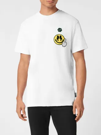 Philipp Plein Baumwolljersey-T-Shirt mit Hexagon-Logo-Patch
