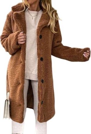 Generic Manteau en fausse fourrure pour femme, veste longue et chaude, cardigan, &eacute;l&eacute;gant, hiver