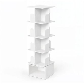 Vasagle &Eacute;tag&egrave;re pivotante &agrave; 360&deg;, Meuble de Rangement &agrave; 5 Niveaux, Biblioth&egrave;que Ouverte pour Salon, Chambre, Bureau, Blanc