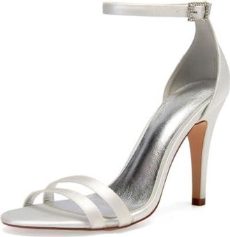 Generic Chaussures De Mariage Sandales Hauts Femmes Sexy Open Toe Stylet Eté Talon Mariée Soirée Chaussures Femmes10.5Cm,Ivoire,42 EU