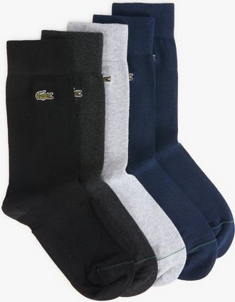 Lacoste Lot de 5 paires de chaussettes hautes en coton m&eacute;lang&eacute;